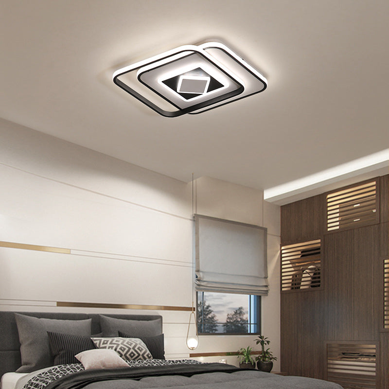 Black Square Ceiling Mounted Fixture Modernism Acrylic LED Flush Mount ...