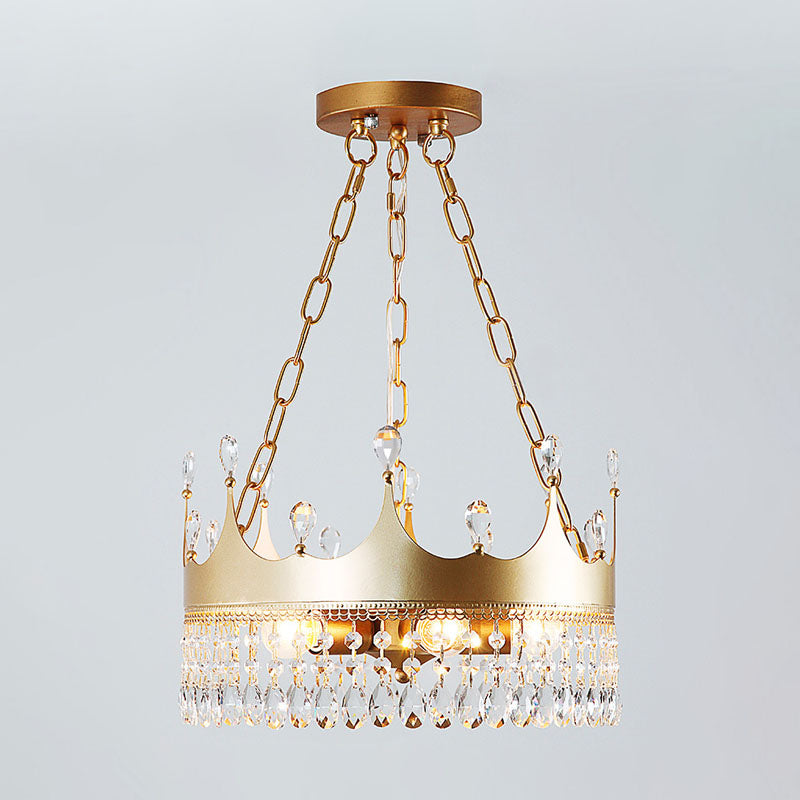 Crown Bedroom Ceiling Chandelier Traditional Metal 5 Heads Gold Hanging ...