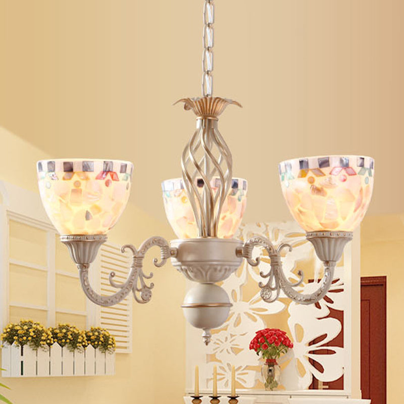 Shell Ceiling Light Mediterranean Shell Block Stained Glass Flush