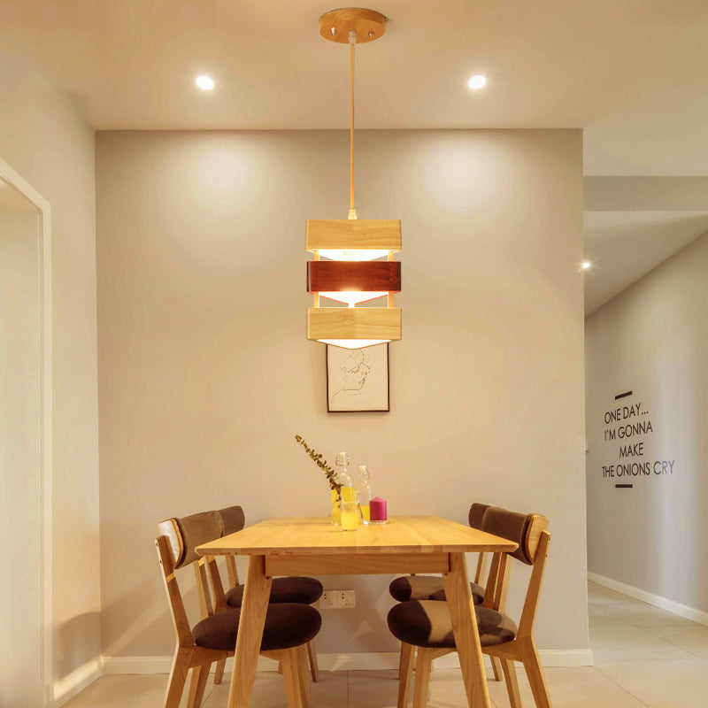 Asian 1 Head Ceiling Lamp Beige Triangular Suspension Pendant Light ...