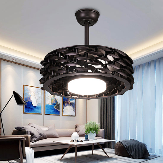 LED Circular Ceiling Fan Lighting Traditional White/Gold/Coffee Acrylic ...