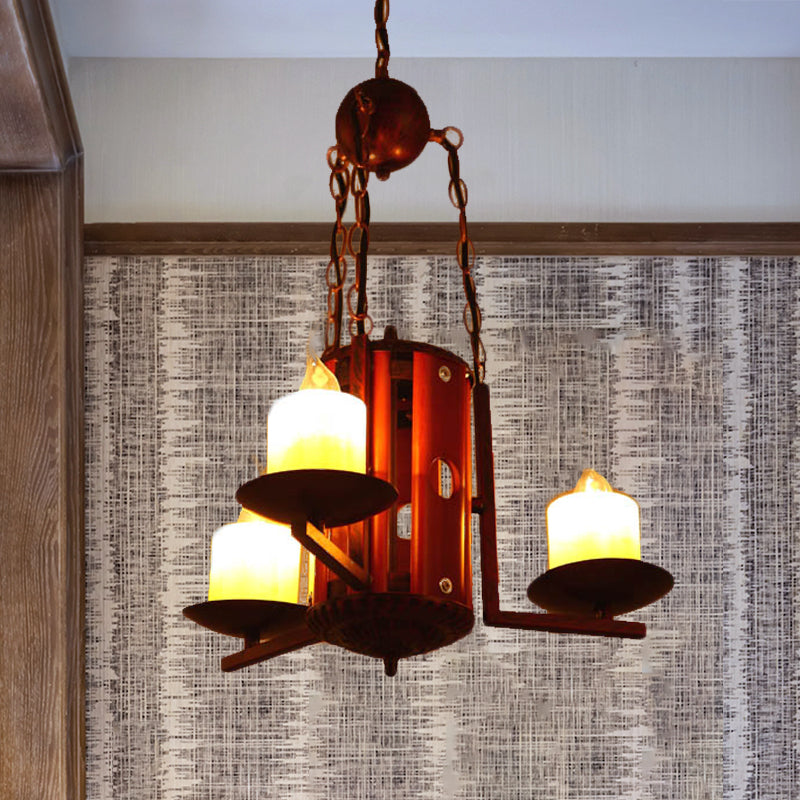 Dark Tan Candle-Style Chandelier Light Fixture Vintage Metallic 3 ...