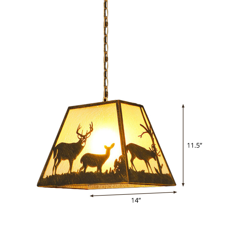 Rustic Trapezoid Pendant Lamp 1 Light Metal Hanging Light Fixture in ...
