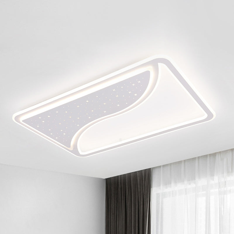 White Square/Rectangular LED Ceiling Lamp 19"/35.5" W Modernist Acrylic ...