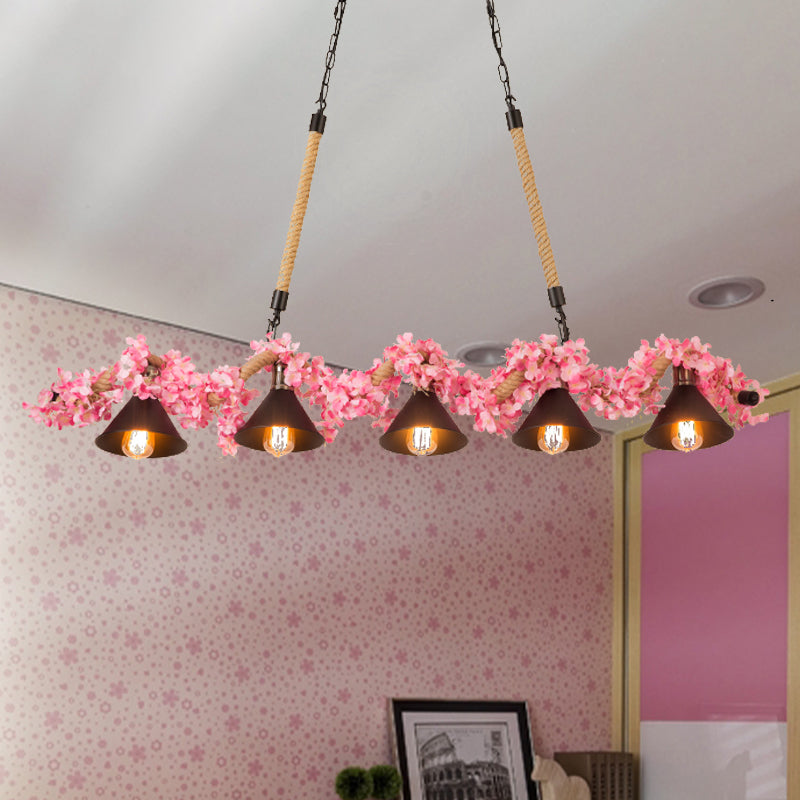Factory Conical Island Pendant Light 5 Lights Metal Hanging Lamp Kit in ...