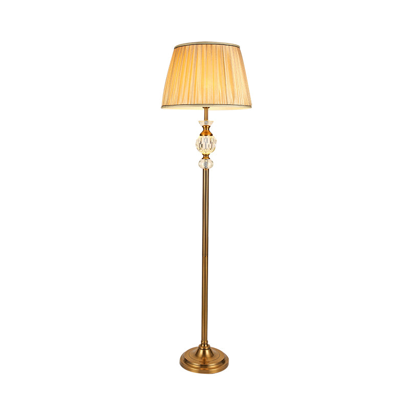 Lodge Tapered Standing Lamp Single Light Fabric Floor Light in Beige ...