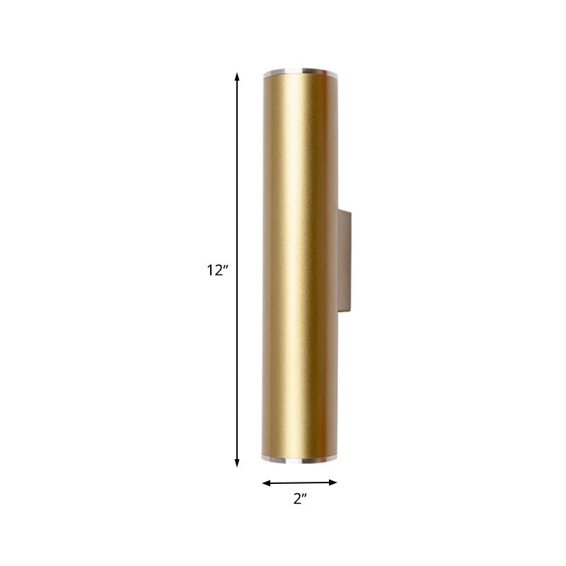 Gold Tube Wall Mounted Lighting Simple 1 Bulb Metal LED Flush Mount ...