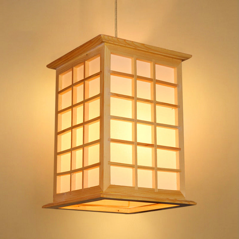 Asian 1 Head Pendant Light Beige House Suspended Lighting Fixture with ...