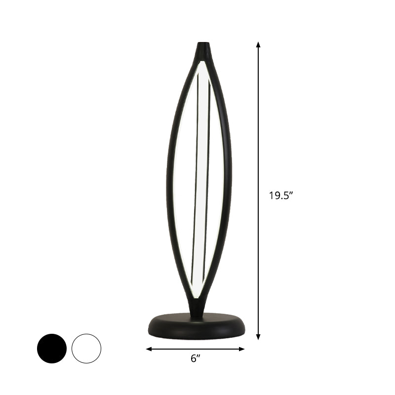 Minimalist LED Task Lighting White/Black Oblong Night Table Lamp with ...