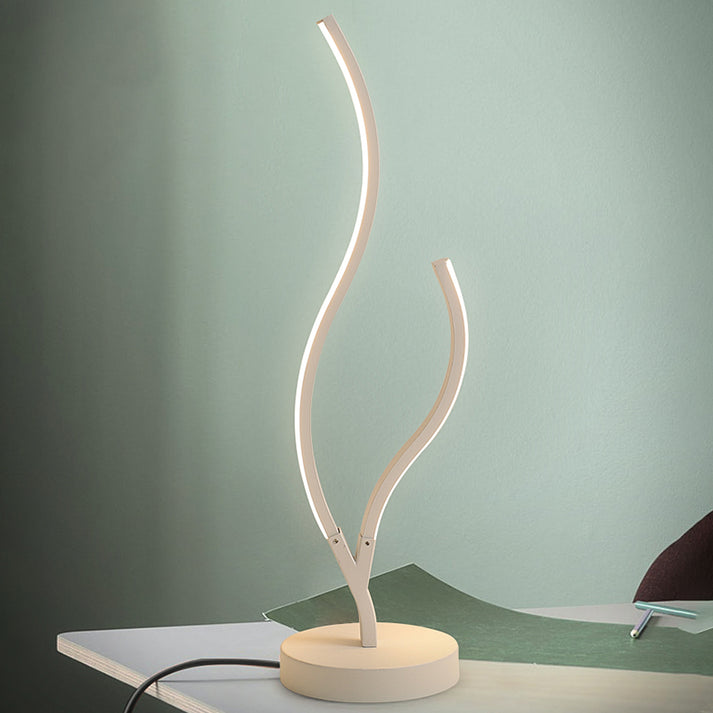 Acrylic Curvy Task Lighting Minimalist LED Nightstand Lamp in Black ...