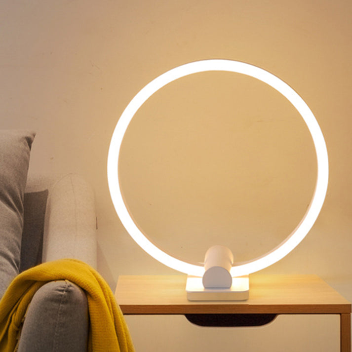 LED living Room Desk Light Modern White Task Lamp with Circular Acrylic ...