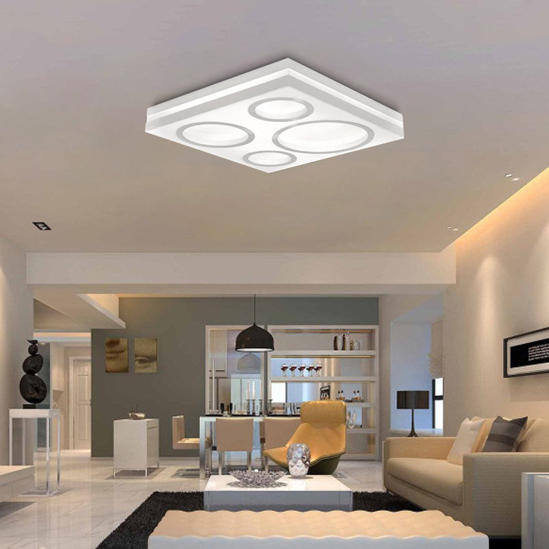 Modern Square LED Ceiling Mount Light with Circular Pattern Acrylic ...
