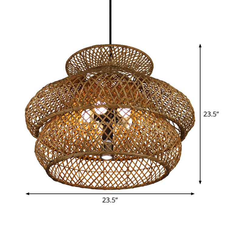 6 Heads Wide Flare Ceiling Chandelier Asian Bamboo Hanging Pendant ...