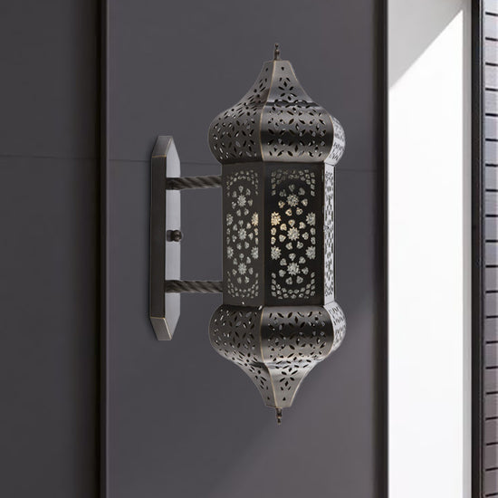 Arab Lantern Wall Sconce Lighting 1 Light Metallic Wall Mount Lamp in ...