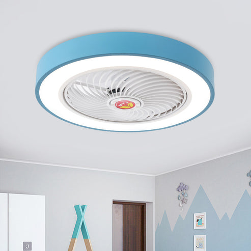 LED Pendant Fan Light Kids Living Room Semi Flush Mount with Round ...