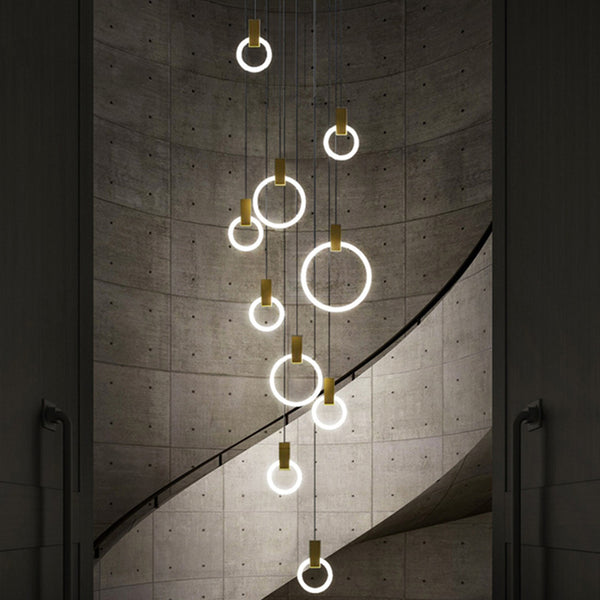 Rings Acrylic Cluster Pendant Light Simple 10 Heads Living Room Hanging ...