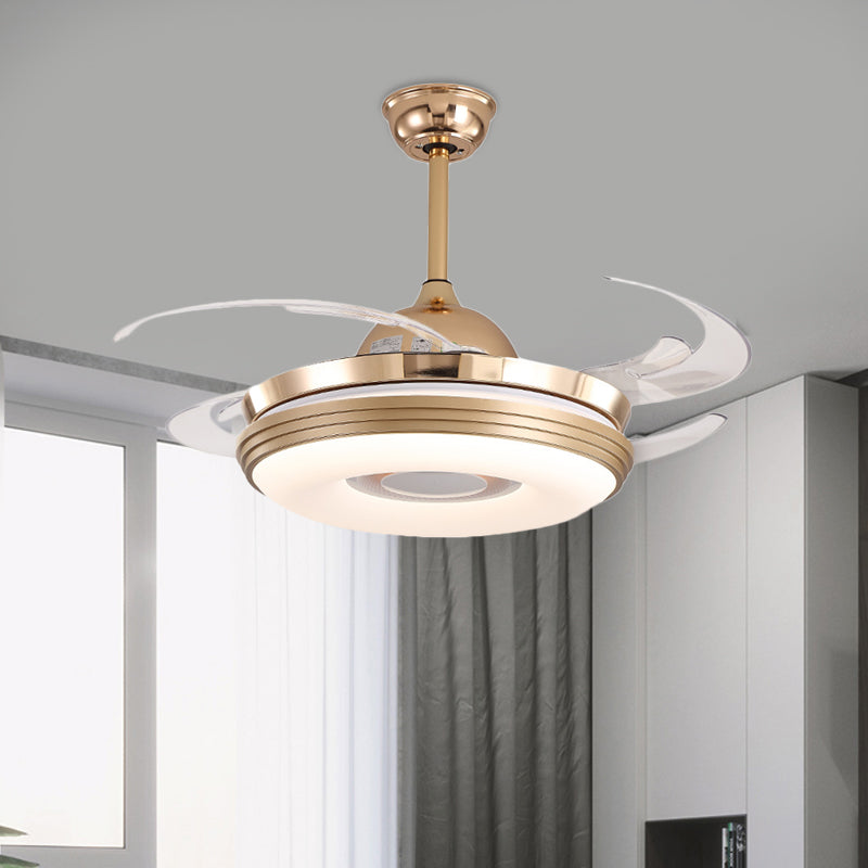 LED Ceiling Fan Lighting Modernism Round Metal 8 Blades Semi Flush ...