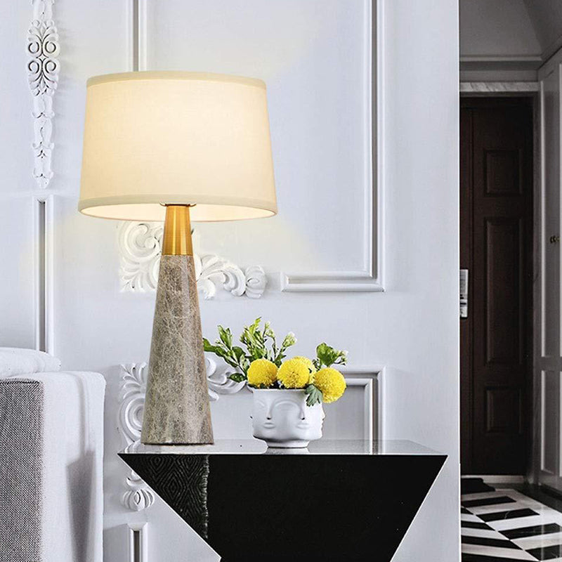 Shaded Nightstand Lamp Modern Fabric 1 Head White Task Lighting with ...
