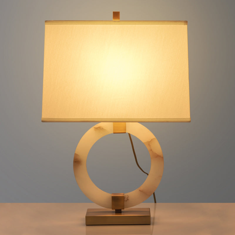 Trapezoid Fabric Task Light Modernism 1 Bulb White Small Desk Lamp with ...