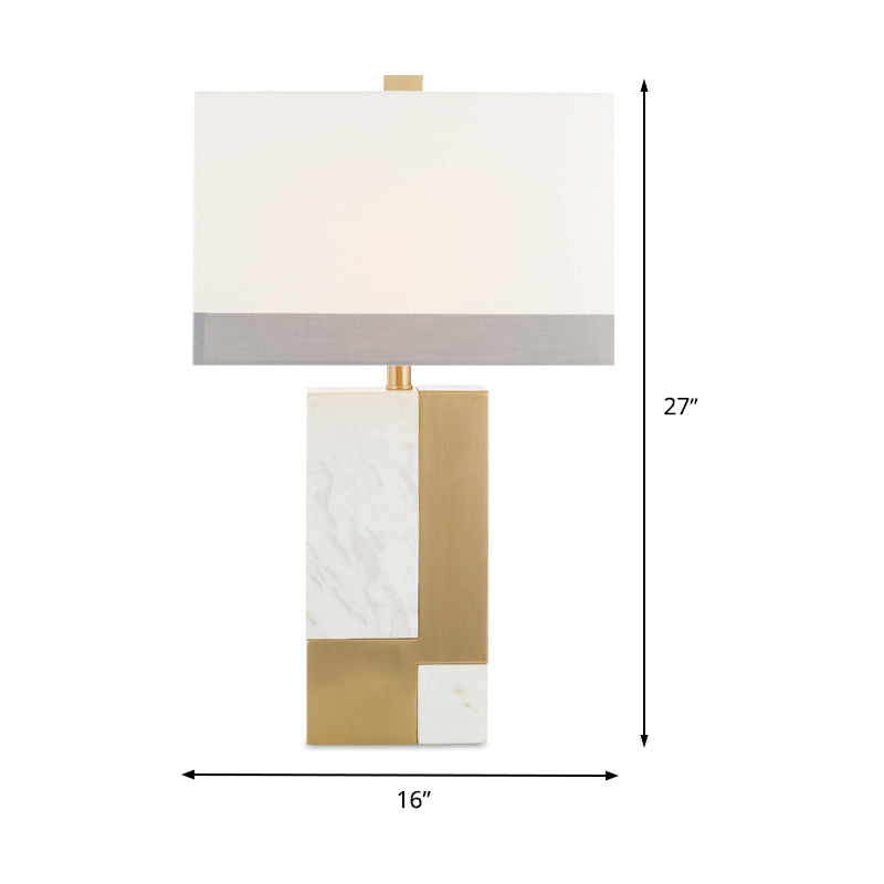 1 Head Study Desk Light Modern White Night Table Lamp with Rectangle ...