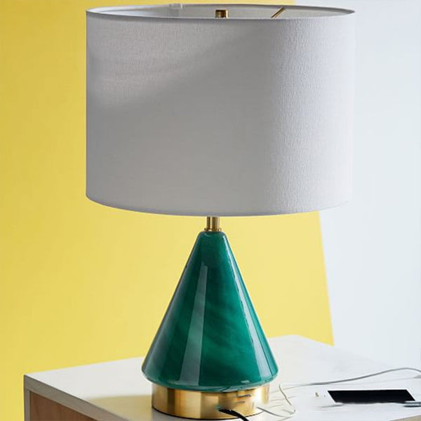 Contemporary 1 Bulb Task Lighting Green Cylinder Small Desk Lamp with ...