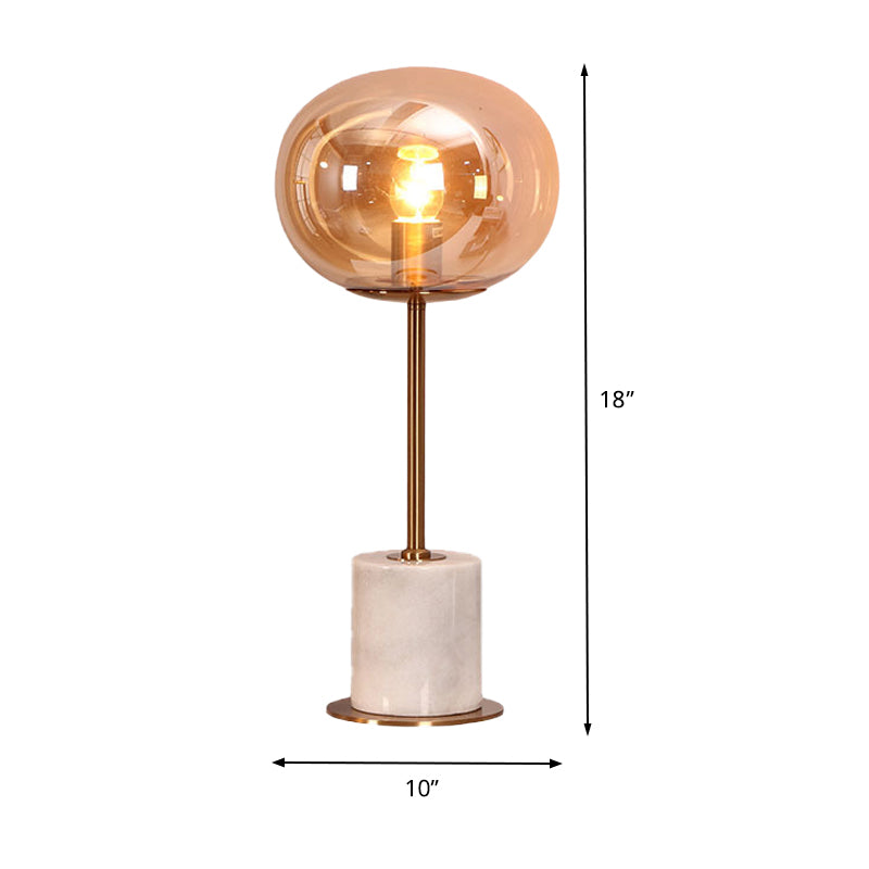 Amber Glass Oval Task Lighting Modernist 1 Head Night Table Lamp with ...