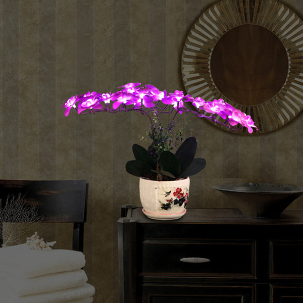 Potted Plant Bedroom Nightstand Light Industrial Metal LED Brown Night ...