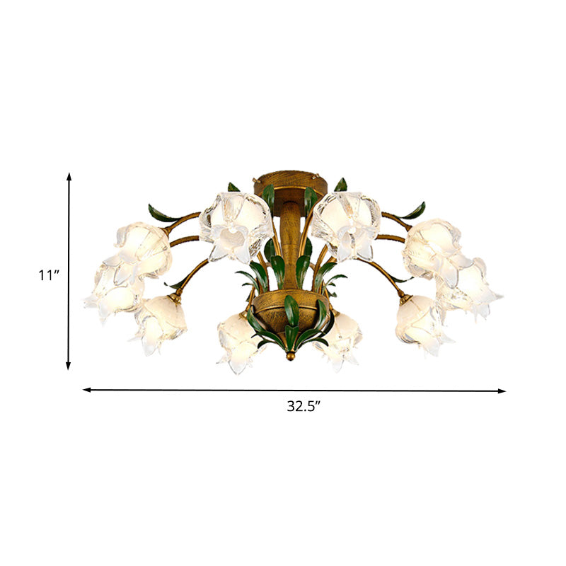 Countryside Flower Ceiling Light Fixture 6/8/10 Bulbs Metal LED Semi ...