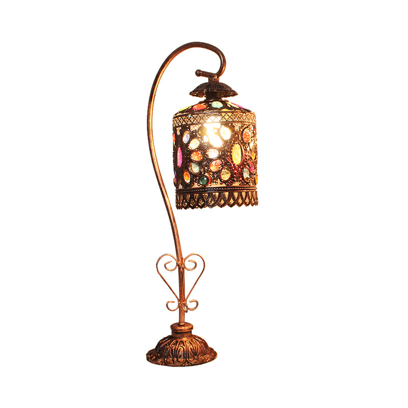 Metal Copper Night Table Light Cylindrical 1 Light Bohemian Nightstand ...