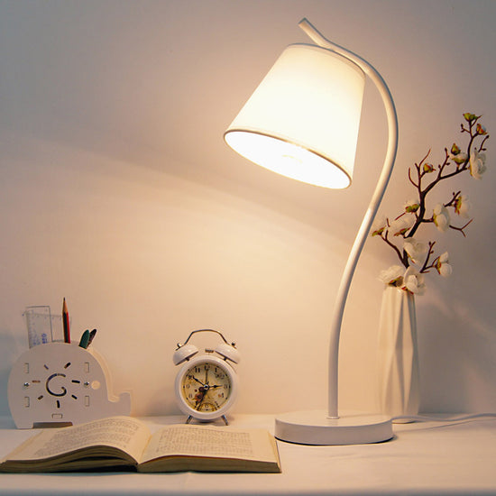 Contemporary 1 Bulb Study Lamp White/Black Tapered Reading Book Light ...