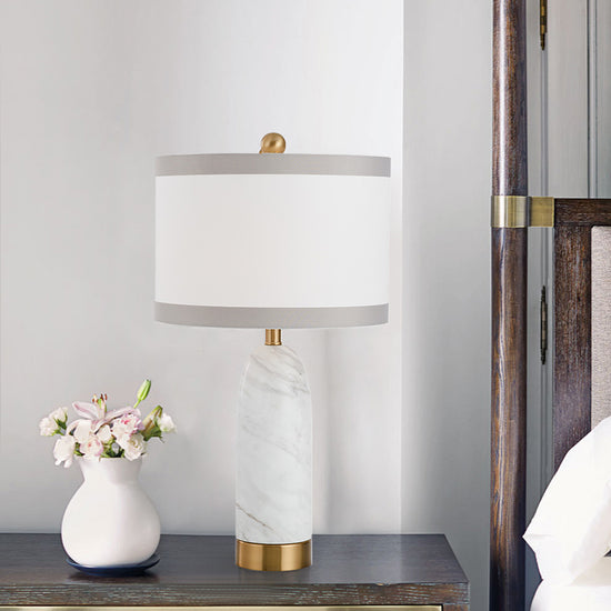 1 Head Dining Room Task Light Modern White Table Lamp with Cylindrical ...