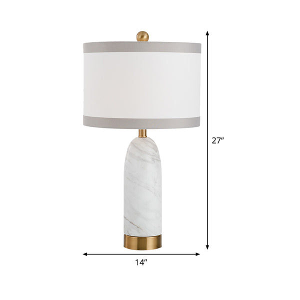 1 Head Dining Room Task Light Modern White Table Lamp with Cylindrical ...