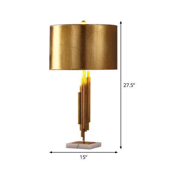 Gold Drum Night Table Lamp Modern 1 Head Metal Nightstand Lighting for ...