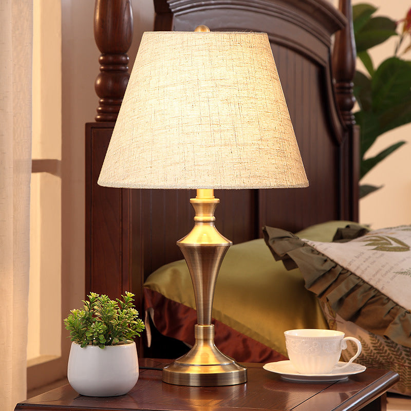 Nordic Tapered Metal Nightstand Lamp Fabric 1 Light Living Room Night ...