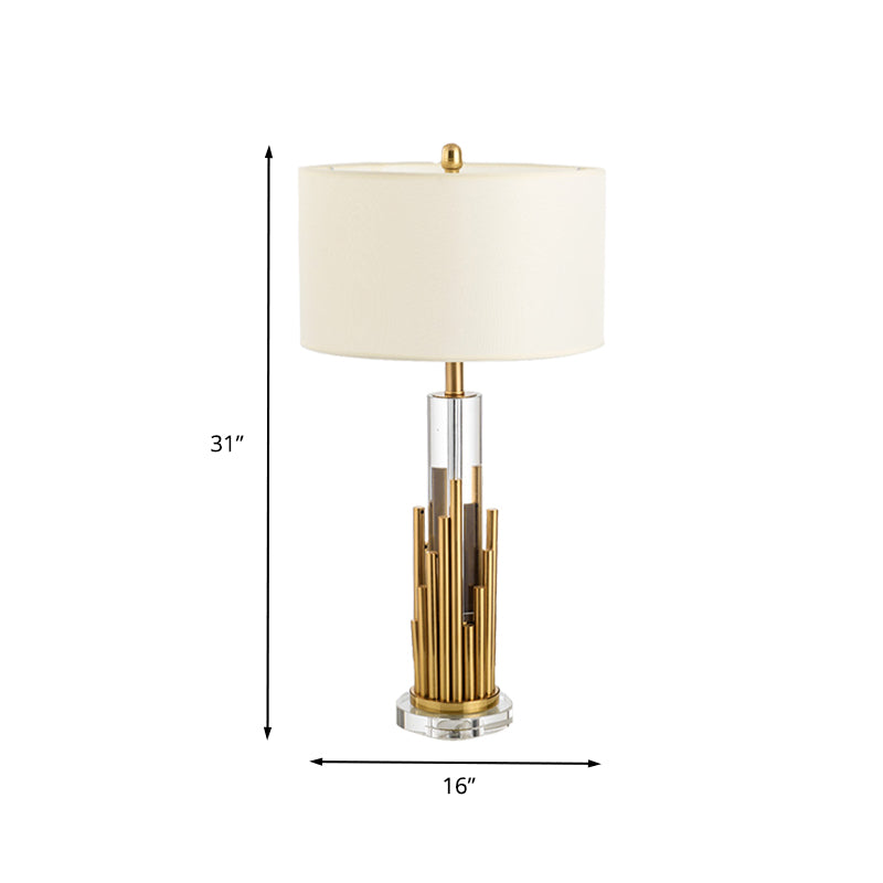 Contemporary Cylindrical Desk Light Clear Crystal 1 Bulb Night Table ...