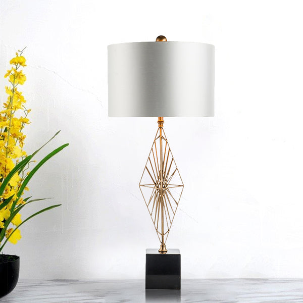 Modernist Rhombus Nightstand Light Metal 1-Bulb Living Room Fabric ...