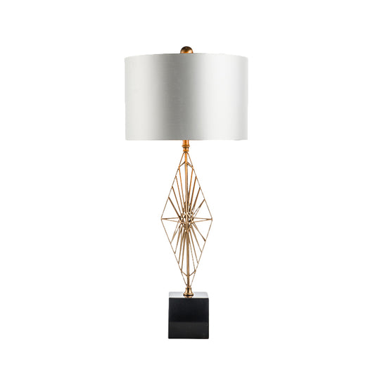 Modernist Rhombus Nightstand Light Metal 1-Bulb Living Room Fabric ...