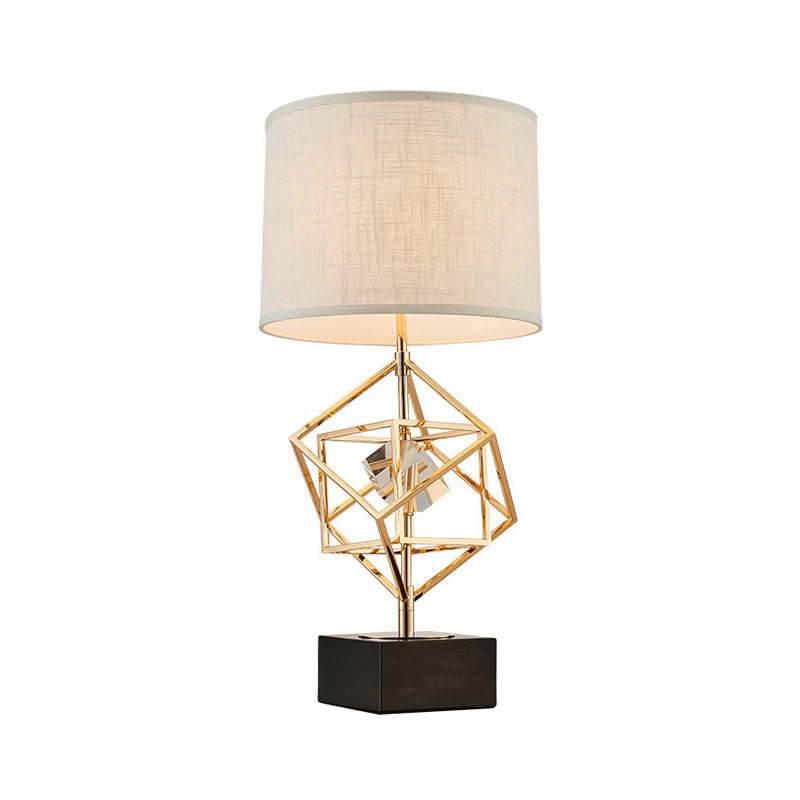 1-Head Bedroom Nightstand Lamp Luxury Gold Fabric Night Table Light ...