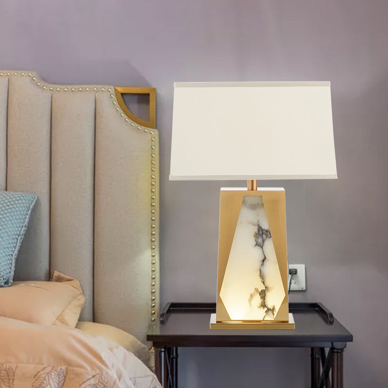 Gold Trapezoid Night Table Light Post-Modern 1-Head Fabric Nightstand ...