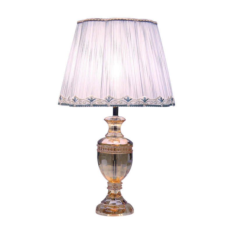 Light Blue Urn Night Lamp Minimalist 1-Bulb K9 Crystal Nightstand ...