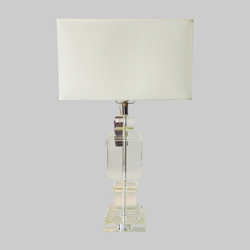 Modern Rectangle Crystal Table Lamp 1-Head Night Lighting in White with ...