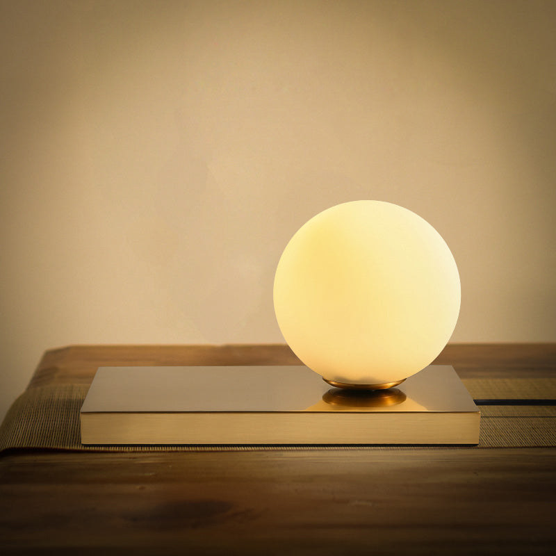 1-Bulb Bedroom Table Light Nordic Gold Metal Night Lamp with Global ...