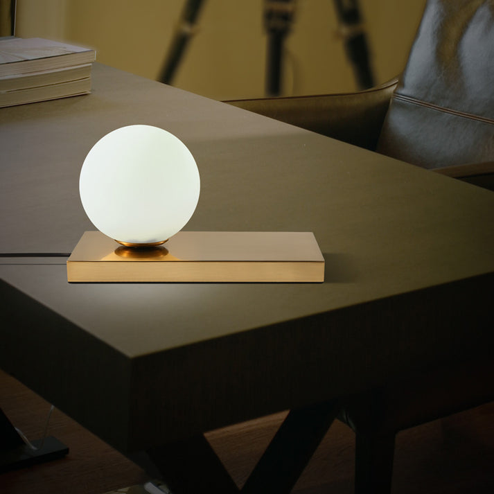 1-Bulb Bedroom Table Light Nordic Gold Metal Night Lamp with Global ...