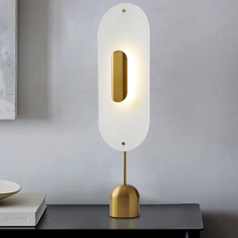 LED Study Room Night Lamp Simple Gold Metal Table Lighting with Oval ...