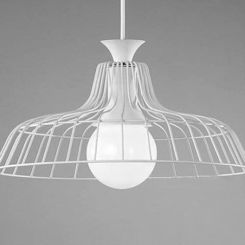 1 Light Wire Frame Ceiling Lighting with Barn Shade Metal Industrial ...