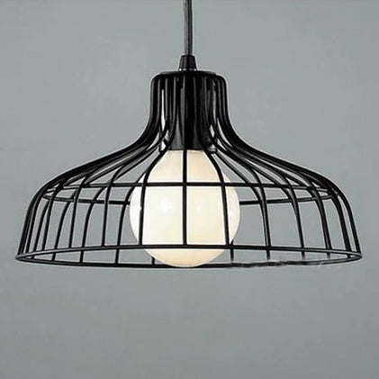 1 Light Wire Frame Ceiling Lighting with Barn Shade Metal Industrial ...