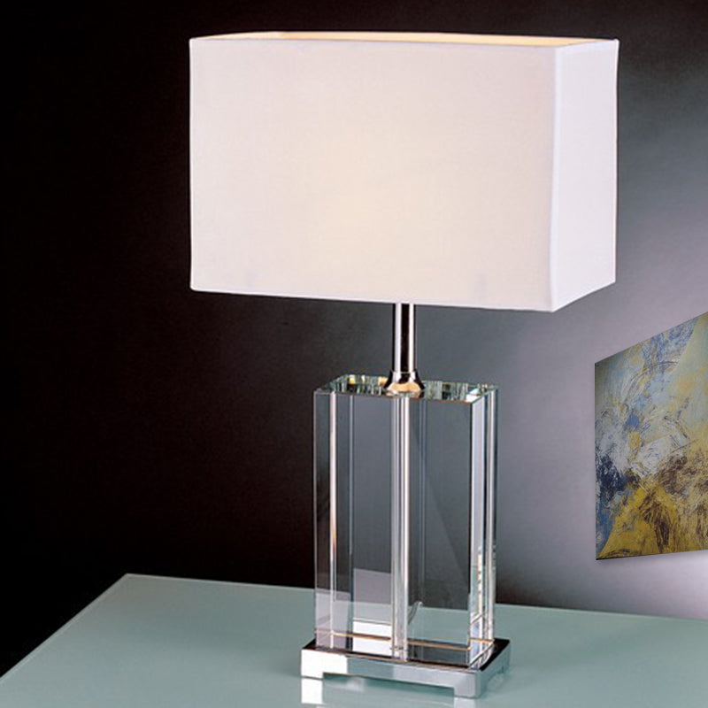 Modernism Rectangular Reading Light Clear Crystal 1 Bulb Fabric Shade ...