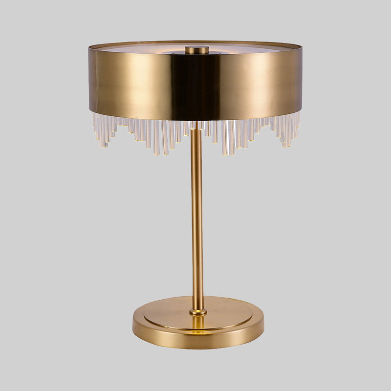 Modernist 1 Head Crystal Desk Light Gold Cylinder Night Table Lamp with ...