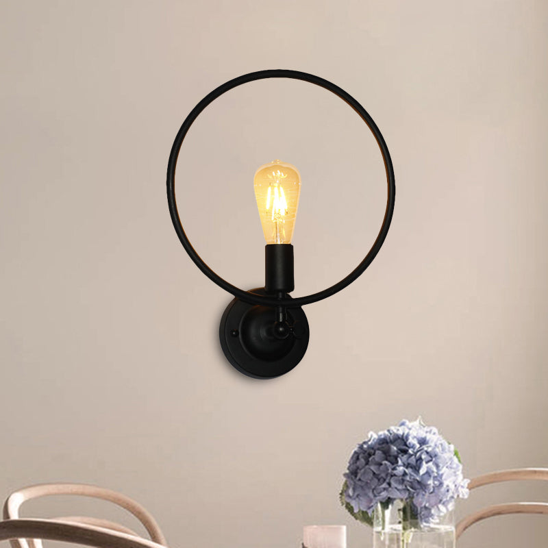 Round Backplate Metal Wall Lighting with Ring Decoration Loft 1 Light ...