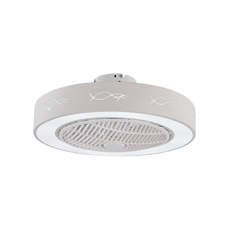 8" Tall Drum Living Room Fan Light Contemporary Metal LED White 3 ...